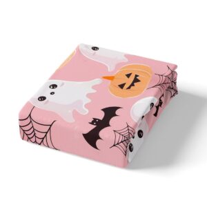 Erosebridal Pink Halloween Duvet Cover King, Pumpkin Lantern Bedding Set for Kids Girls, Cartoon Ghost Bat Comforter Cover Gothic Spooky Spider Web Bed Set Halloween Decoration with 2 Pilow Cases