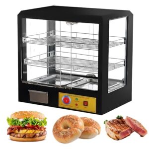 food pizza warmer, 3-tier electric food warmer commercial countertop with lighting and glass door, 500w commercial electric warmer display for restaurant small heated warming box