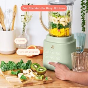 Beautiful PowerExact Blender System, 700W, 50oz Tritan Jar, 20oz Single-Serve Cup (Sage Green) by Drew Barrymore