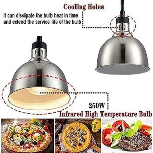 LINKANRUO Hanging Food Heat Lamp, Food Warmer Lamp 250W, Commercial Food Warmer Lights Adjustable, Buffet Heating Lamp for Restaurant Buffet Kitchen Pizza Warmer Lamps(1 Pack)