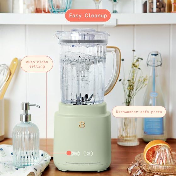 Beautiful PowerExact Blender System, 700W, 50oz Tritan Jar, 20oz Single-Serve Cup (Sage Green) by Drew Barrymore