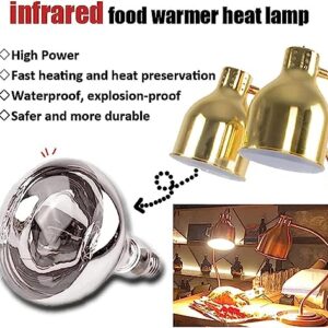 LINKANRUO Countertop Food Warmer Lamp 250W Bulb Commercial Food Heat Lamp for Food Warming Restaurant Warmer Food Service, Adjustable Lampshade Lamps(Sliver,Double Head)