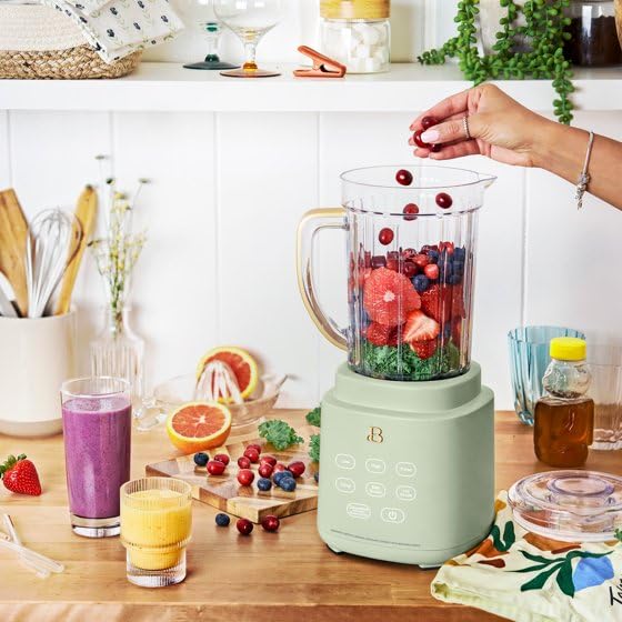 Beautiful PowerExact Blender System, 700W, 50oz Tritan Jar, 20oz Single-Serve Cup (Sage Green) by Drew Barrymore