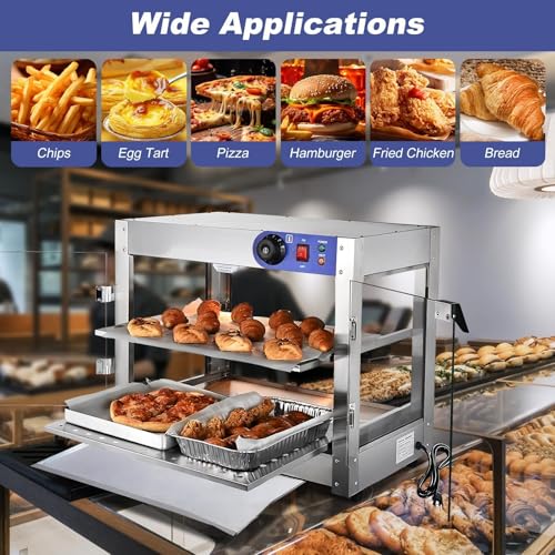 Commercial Food Warmers - 110V Large Capacity Door Pastry Display Case,Commercial Countertop Food Warmer Display Electric Food Display Warmer for Pizza, Hamburger, and Food