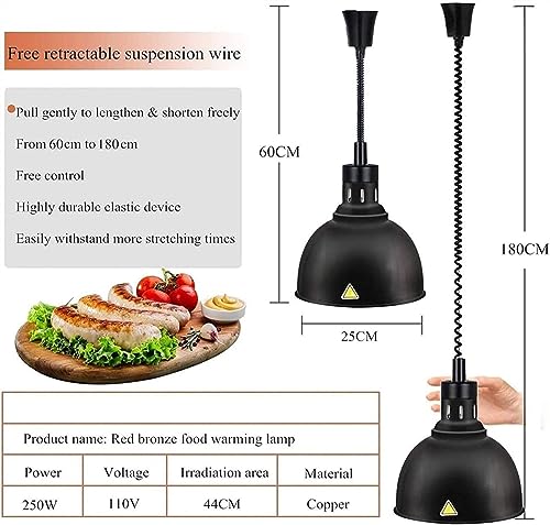 LINKANRUO Food Heat Lamp for Restaurant Hanging Heat Lamp Food Warmer Pendant for Restaurant Heating Lamp Buffet Heat Lamp for Food Warming,Restaurant Supplies or Home Use Food Service,Black-4pack Lam