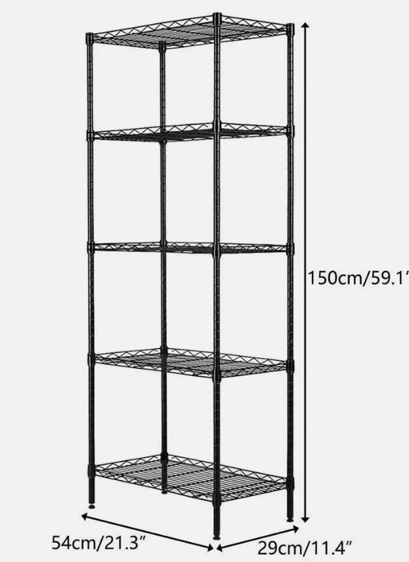 YFZZBH 60"x22"x12" 5 Layer Wire Shelving Rack Adjustable Shelf Storage Unit Commercial