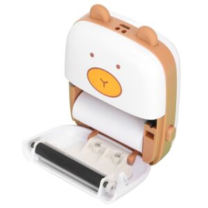 portable cute bear shape mini printer plastic photo printer with data cable print paper for students