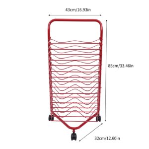 MuChaIOAK Classroom Paint Drying Rack, Red Art Drying Rack 2.2Lbs Cast Iron, Functional Mobile Paint Drying Rack for Home Classrooms Studios Painting Stores(16 Layers)