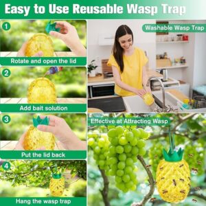 Wasp Traps Catcher - Honey Bee Trap, Insect Catcher, Wasp Trap, Bee Trap, Outdoor Wasp .Reusable Insects Traps Bee Catcher for Hornets, Yellow