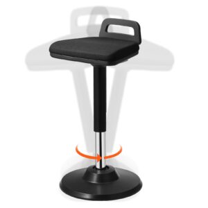 vevor active chair with handle, height-adjustable (24.6-34.4") wobble chair made of elastic fabric & 45 mm foam, ideal for schools, office and home, 8° tilt angle, age 12-18, black