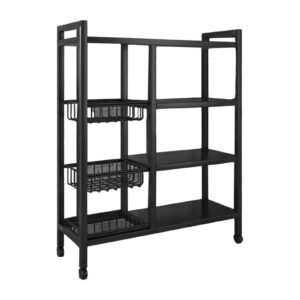 glamorluxe kitchen storage rack microwave oven stand with wheels high load-bearing capacity 4 tier utility storage rack metal shelving units, 31.5" w x 12.6" d x 42.52" h