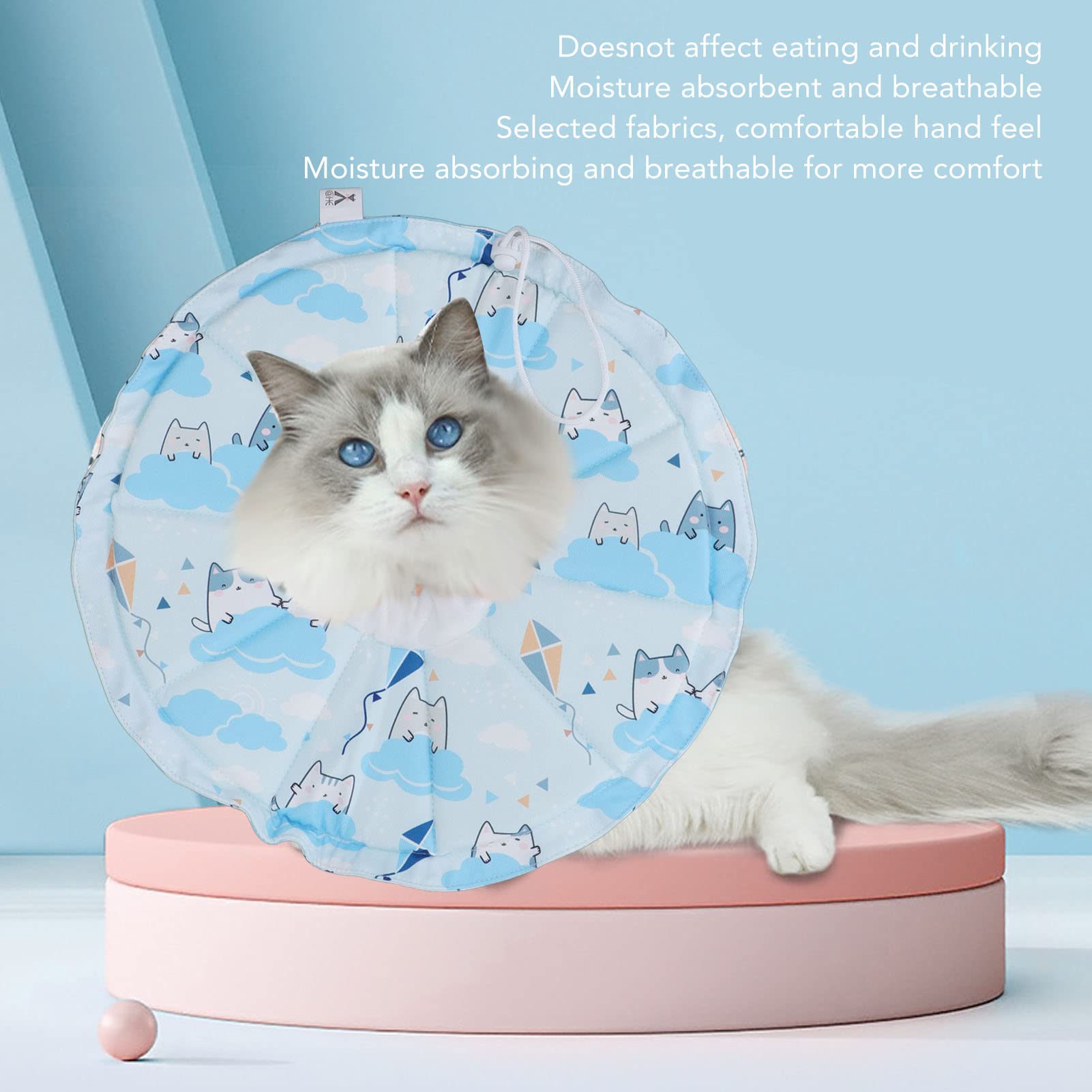 Dog Cone, Cat Cone Dog Cone Collar Cloth Breathable Protective Cat Neck Cone Pet Recovery Elizabethan E Collar Soft Neck Cone to Stop Licking for Cats Kittens and Puppies (S)