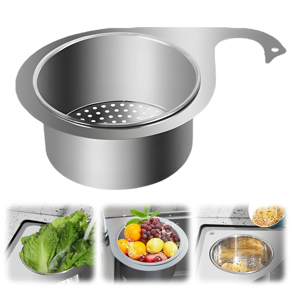 Stainless Steel Swan Sink Strainer Basket, Multi-Functional Drain Basket Quick Drain Kitchen Tools, Swan Drain Basket for Kitchen Sink Hangs on Faucet Fits All Sink, Kitchen Gadgets (1)