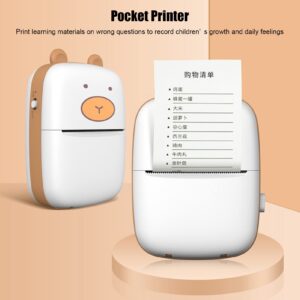 Portable Cute Bear Shape Mini Printer Plastic Photo Printer with Data Cable Print Paper for Students