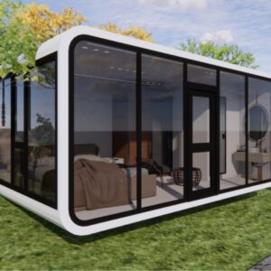 ZECTIQ Luxury Apple Cabin 20FT Prefab House, Bedroom and Bathroom with Shower, Fully Equiped, Premium Glass Windows and Door