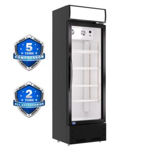 okeyolive 11 cu ft commercial merchandiser refrigerator, glass door upright display fridge with led lighting, large freestanding beverage cooler