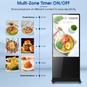 antfraer 55Inch Digital Signage Floor-Standing 4K Digital Signage Kiosk, Non-Touch Screen Totem for Indoor LCD Advertising Display, Android 11.0 OS with WiFi & HD Inputs Digital Signage Displays