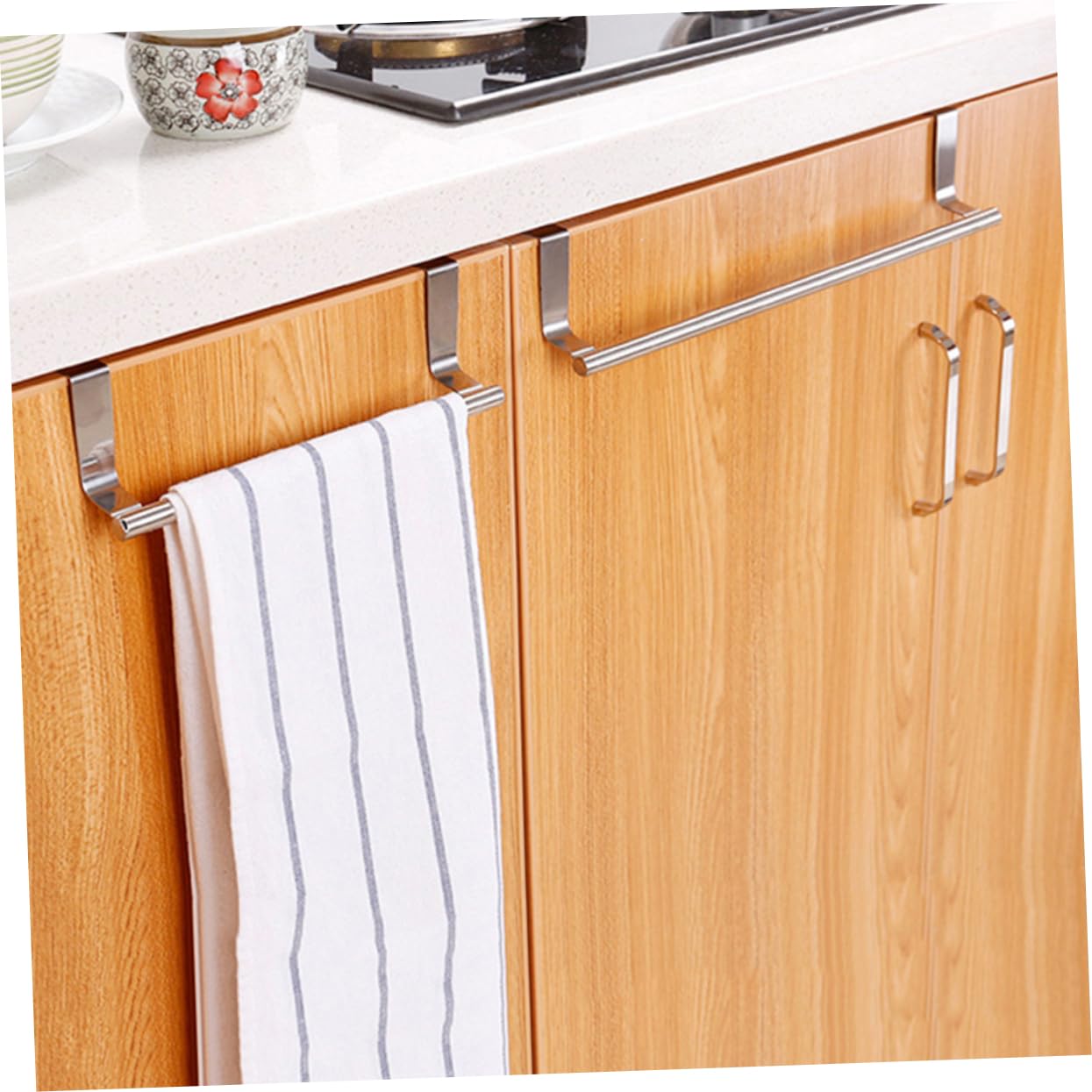 BUGUUYO 2pcs Towel Holder Towel Rack for Kitchen Hand Towel Stand Towel Rack for Bedroom Towel Rack for Closet Bath Towel Rod Kitchen Towel Hanger Stainless Steel Rack Bathroom Accessories