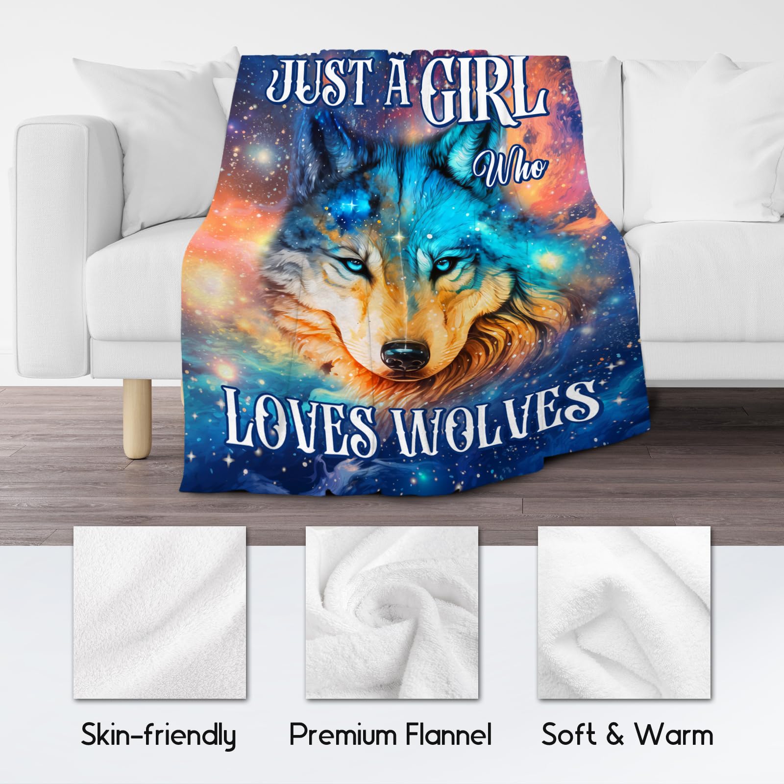 Wolf Blanket for Girls - 40x50 Inches Soft Cozy Fleece Blankets - Wolf Print Gifts for Wolf Lovers - Plush Kids Blanket for Kids - Animals Room Decor for Couch Chair