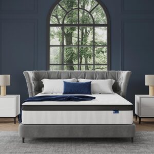 avenco 10 inch full size mattress, hybrid mattress in a box with independent spring, soft and comfort medium firm full mattress, edge support, pressure relief, back pain relief, certipur-us.