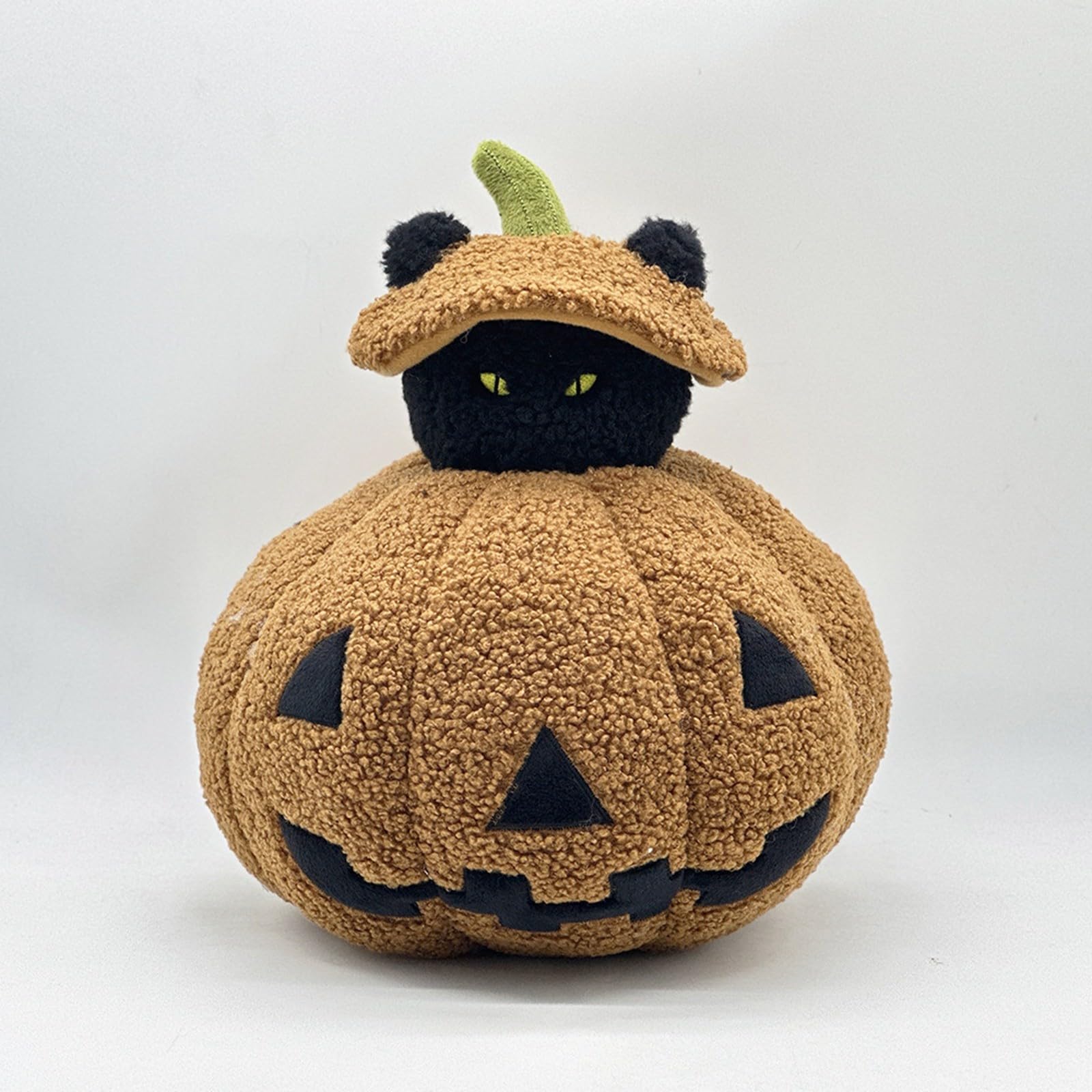 Halloween Black Cat Pumpkin Toy Pillow Holiday Pillow Halloween Pumpkin Plush Toy, Cute Cat Hides in Pumpkin Pillow，Cat Pumpkin Peeping Plush Pillow Home Decoration