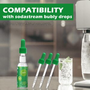 3Pcs for Bubly Drops Glass Dropper Pipettes Compatible with Bubbly Drops Sodastream Flavors for Sodastream Bottle Accessories Suit for Bubly Sodastream Drops Soda Stream Flavors-Green