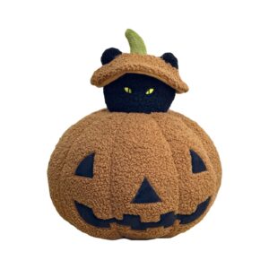 halloween black cat pumpkin toy pillow holiday pillow halloween pumpkin plush toy, cute cat hides in pumpkin pillow，cat pumpkin peeping plush pillow home decoration