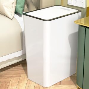 VIVIDPLOT Press Type Plastic Trash Can with Lid 15L Capacity White Bathroom Kitchen Garbage Bin