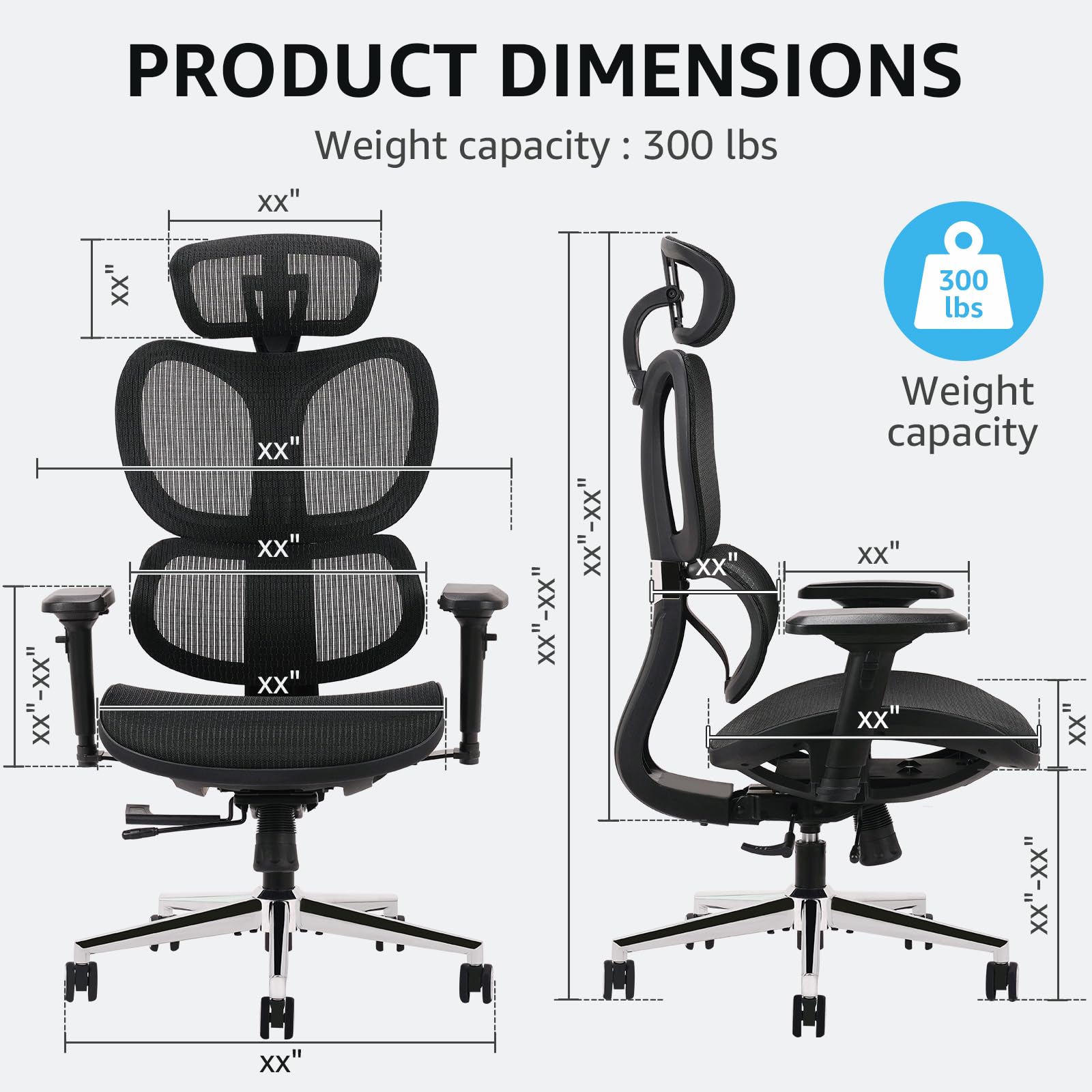 Ergonomic Office Chair with Lumbar Support, Rolling Desk Chair with 3D Adjustable Armrest Lumbar Support, Big and Tall Office Chair, Executive Swivel Chair, Wide Office Chair, 375LBS, Black