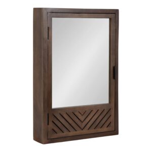 kate and laurel mezzeta decorative modern rectangle bathroom cabinet with mirror, 20 x 5 x 30, brown, wooden bathroom mirror with storage for bath medicine cabinet or over-the-toilet storage cabinet