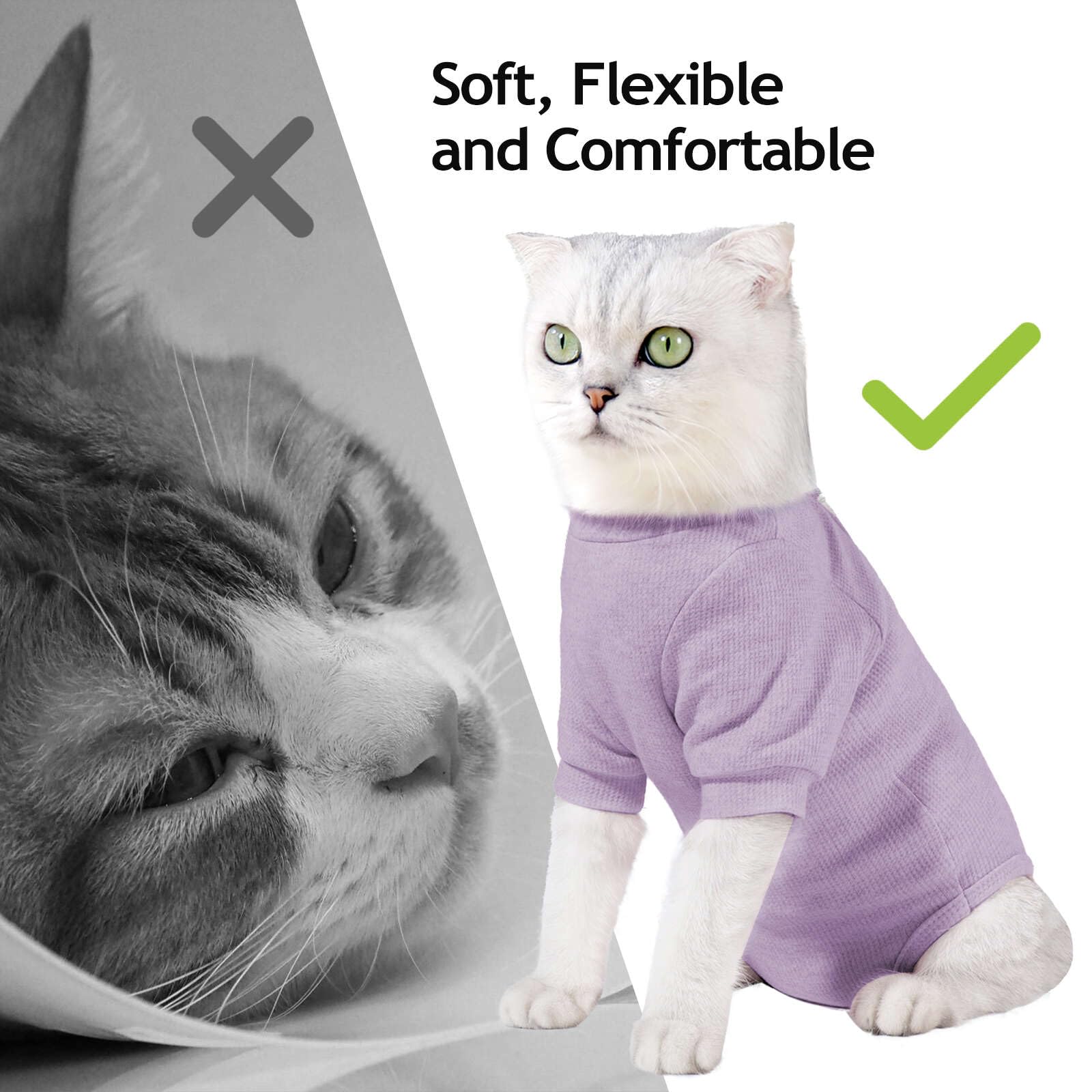 Cat Recovery Suit Female Cat Onesie for Cats After Surgery, Cat Surgery Recovery Suit for Spay Abdominal Wounds Anti Licking, Surgical Recovery Suit Bodysuits with Long Sleeves for Cats Kitten