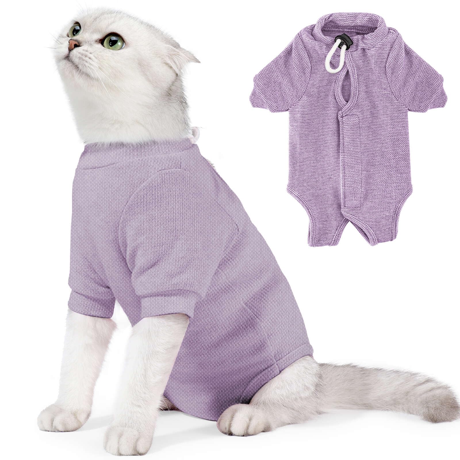 Cat Recovery Suit Female Cat Onesie for Cats After Surgery, Cat Surgery Recovery Suit for Spay Abdominal Wounds Anti Licking, Surgical Recovery Suit Bodysuits with Long Sleeves for Cats Kitten