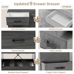 YMBSBUY 6 Drawer Dresser for Bedroom,Wood Chest of Drawers,Black Dresser TV Stand with Steel Frame for Storage and Organization,Large Fabric Dresser for Kids Bedroom,Living Room, Nursery,Closet