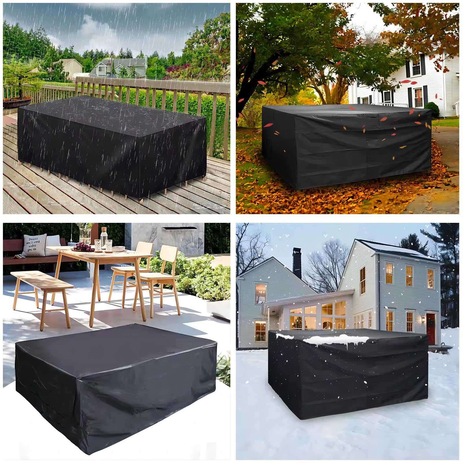 Patio Furniture Covers Waterproof, 75x39x30inch/LxWxH Heavy Duty Outdoor Table Covers Waterproof Rectangle, Sectional Sofa Couch Set Covers for Winter, Table Chair Cover Outside Black