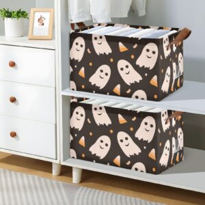 Sletend Storage Basket Halloween Ghost Basket with Handles Stuffers for Boyfriend Collapsible Storage Bins Boxes for Home Closets Bedrooms Toy and Gift Baskets 1 Pack