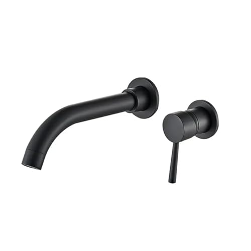 Bathroom Faucet Mixer Sink Faucet Washbasin Matte Black Hot and Cold Water Wall Mounted Spout Bathtub with Lever Handle