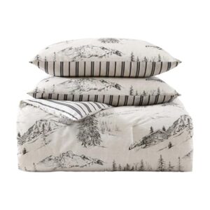 Eddie Bauer - Full/Queen Duvet Cover Set, Super Soft Bedding with Matching Sham(s), Cozy Home Decor, Oeko-Tex Certified (Rocky Mountain Cabin Grey, Full/Queen)