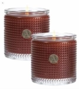 aromatique textured glass pumpkin spice scented jar candles, 6 oz, set of 2