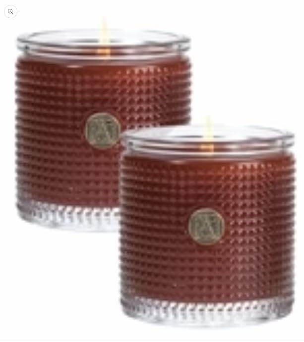 Aromatique Textured Glass Pumpkin Spice Scented Jar Candles, 6 oz, Set of 2