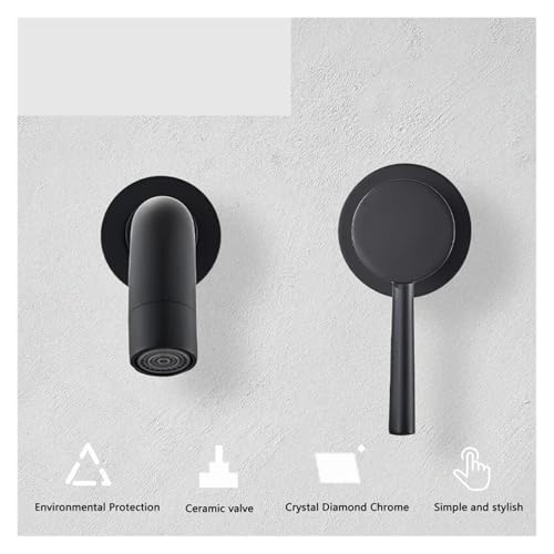 Bathroom Faucet Mixer Sink Faucet Washbasin Matte Black Hot and Cold Water Wall Mounted Spout Bathtub with Lever Handle