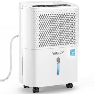 yaufey 2024 most efficient energy star dehumidifier for 2,000 sq. ft. home, basement and large room - powerful, quiet with humidity control, timer, drain hose and water tank