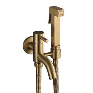 ifgswopq handheld bidet sprayer kit,brushed gold,bidet sprayer for toilet,bidet shower head and hose,full copper biscuit nozzle rinse bidet,brushed gold (brushed gold)