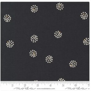 moda fabrics think ink canvas, dottie dots black metallic, cut by the yard