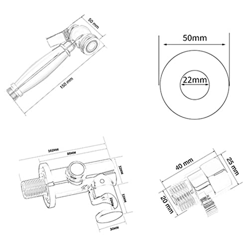 ifgswopq Toilet Sprayer Bidet Handheld Bidet Sprayer Toilet Bidet Shower Hose Cold Water Brass Gold Douche Spray Kit for Women,B (B)