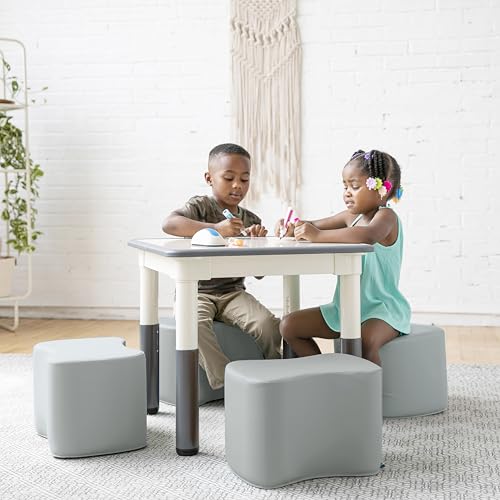 ECR4Kids SoftZone Toddler Modular Stool Set, Flexible Seating, Grey, 2-Pack