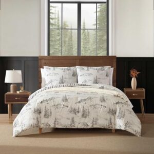 eddie bauer - full/queen duvet cover set, super soft bedding with matching sham(s), cozy home decor, oeko-tex certified (rocky mountain cabin grey, full/queen)