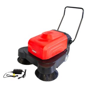 41.3" battery-powered walk-behind floor sweeper, triple brushes, water sprinklers, 64,500 sq ft/hr, industrial and commercial use