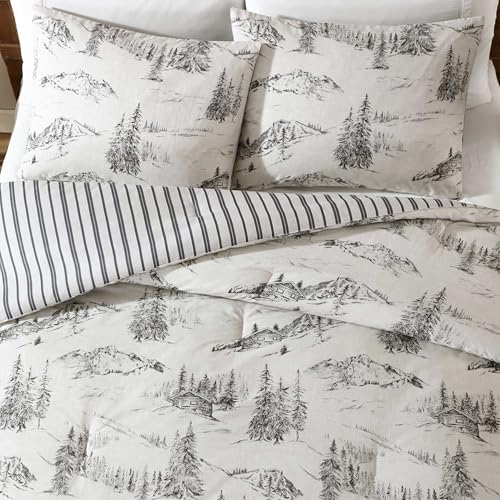 Eddie Bauer - Full/Queen Duvet Cover Set, Super Soft Bedding with Matching Sham(s), Cozy Home Decor, Oeko-Tex Certified (Rocky Mountain Cabin Grey, Full/Queen)