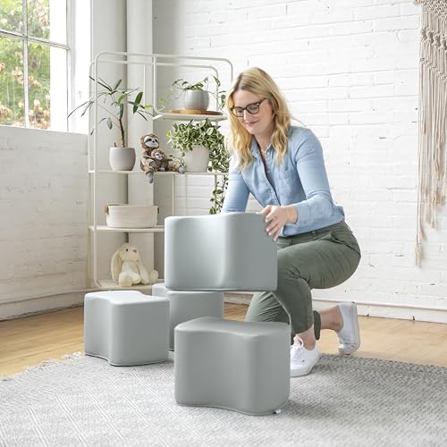 ECR4Kids SoftZone Toddler Modular Stool Set, Flexible Seating, Grey, 2-Pack