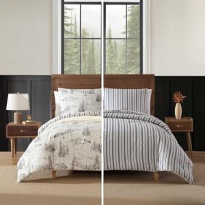 Eddie Bauer - Full/Queen Duvet Cover Set, Super Soft Bedding with Matching Sham(s), Cozy Home Decor, Oeko-Tex Certified (Rocky Mountain Cabin Grey, Full/Queen)